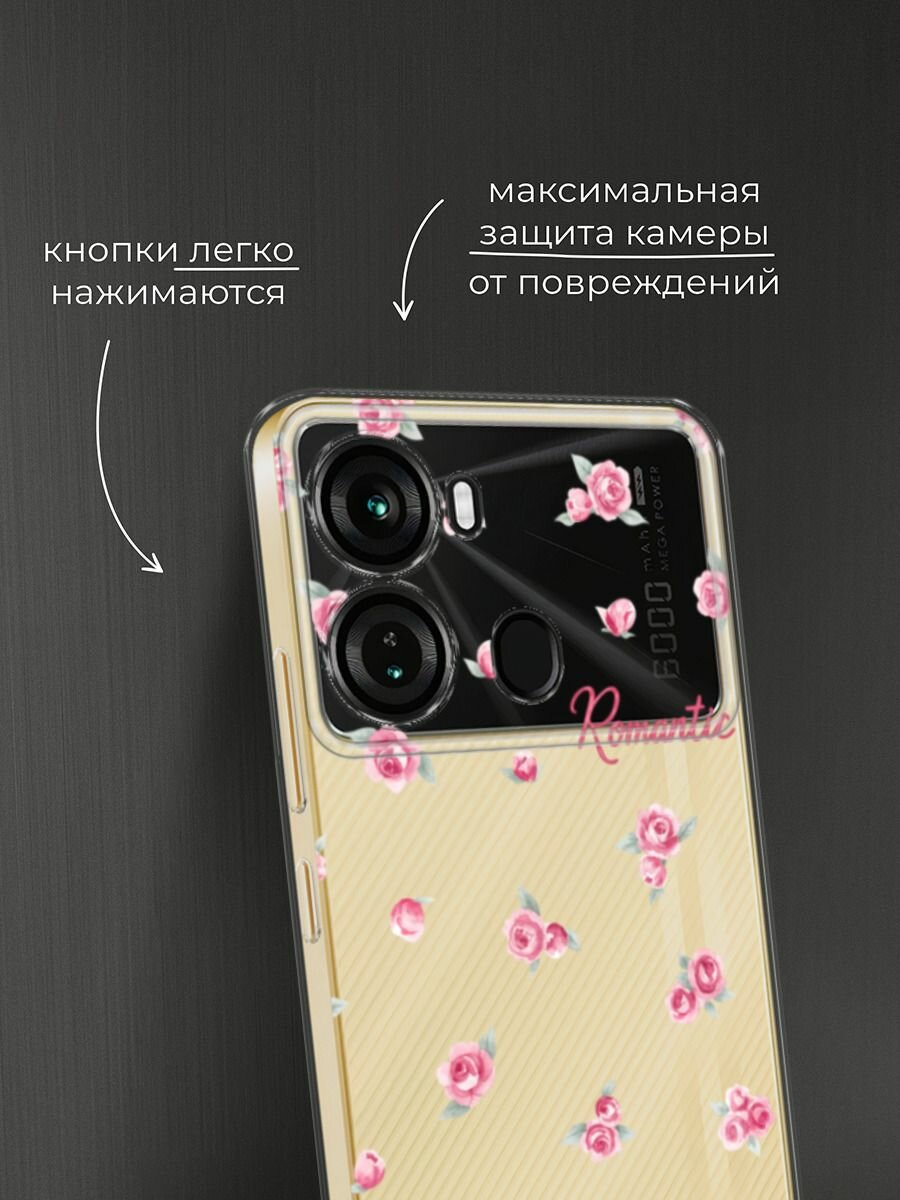 Чехол на Itel P40 / Ител P40 с принтом "Romantic 2", прозрачный — фото 1