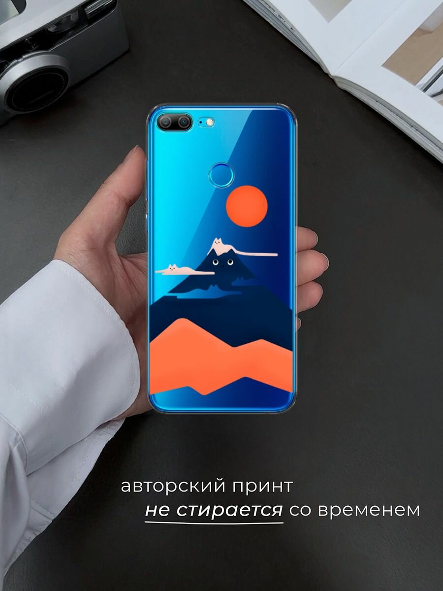 Чехол на Honor 9 Lite / Хонор 9 Лайт с принтом "Кот-гора", прозрачный — фото 1