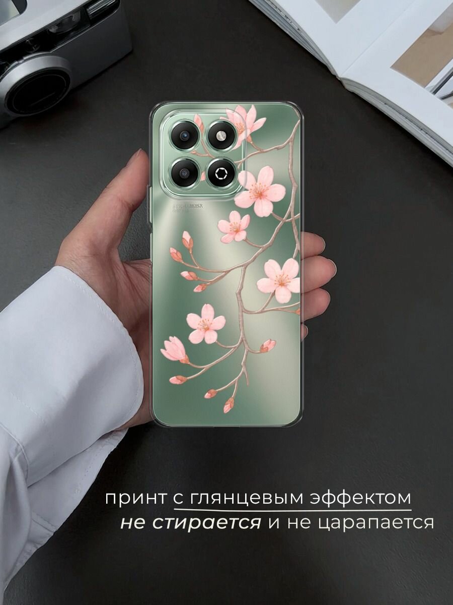 Чехол на Honor X6b / Хонор X6b с принтом "Веточка распускающейся сакуры 2" — фото 1