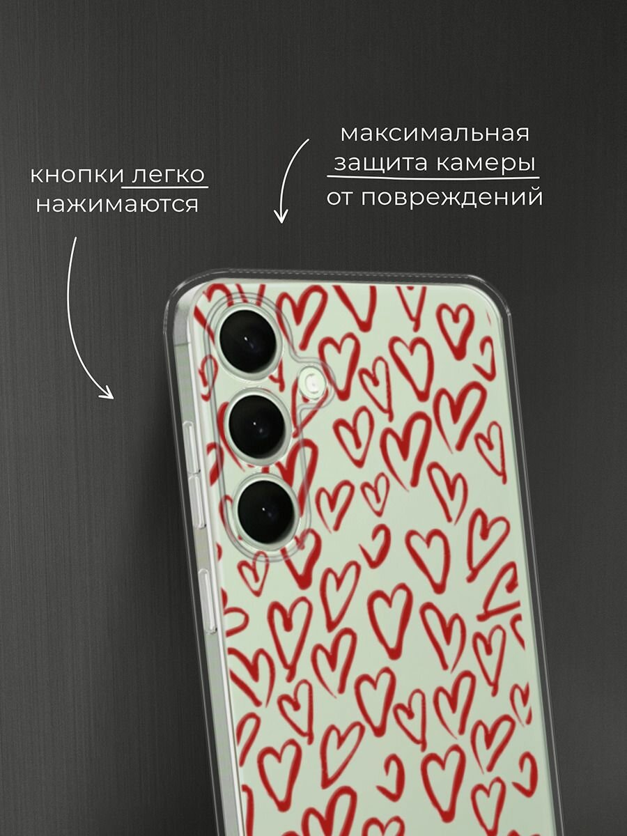 Чехол на Samsung Galaxy S25 Plus / Самсунг S25 Плюс с принтом "Легкие бордовые сердечки" — фото 1