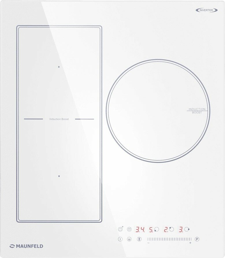 Индукционная варочная панель MAUNFELD CVI453SBWH Inverter, конфорок: 3 шт, стеклокерамика, независимая, белый