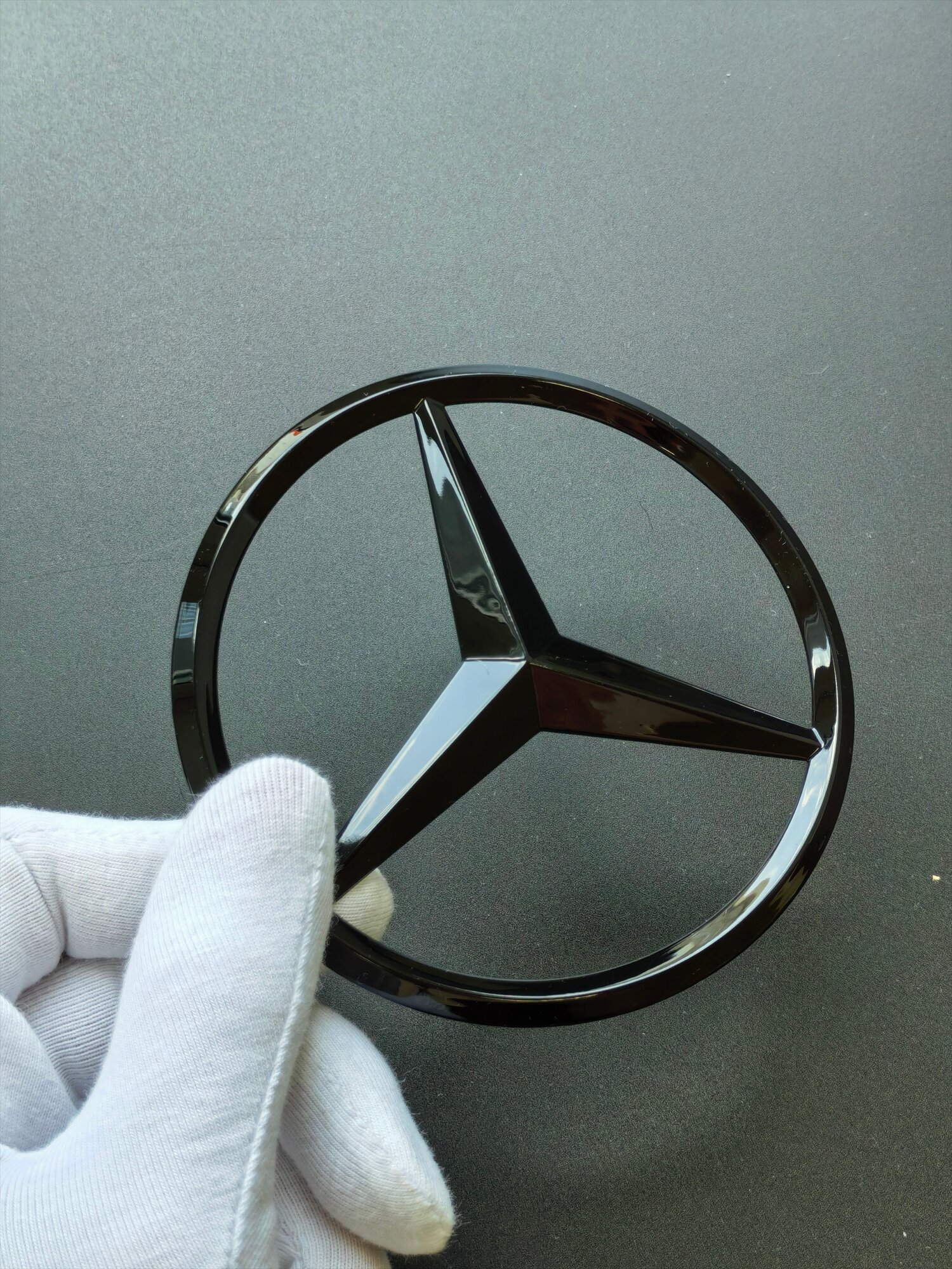 Эмблема на багажник Мерседес 90мм 1шт. Шильдик значок для Mercedes A167 817 22 00 черный глянец