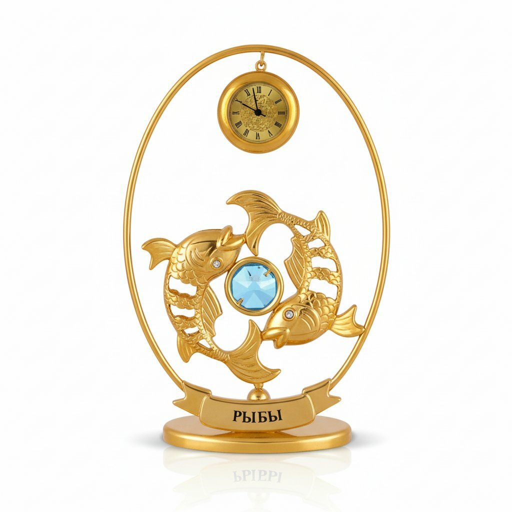 Фигурка с часами Знак Зодиака - Рыбы A2100512 Crystal Temptations, Металл, кристалл