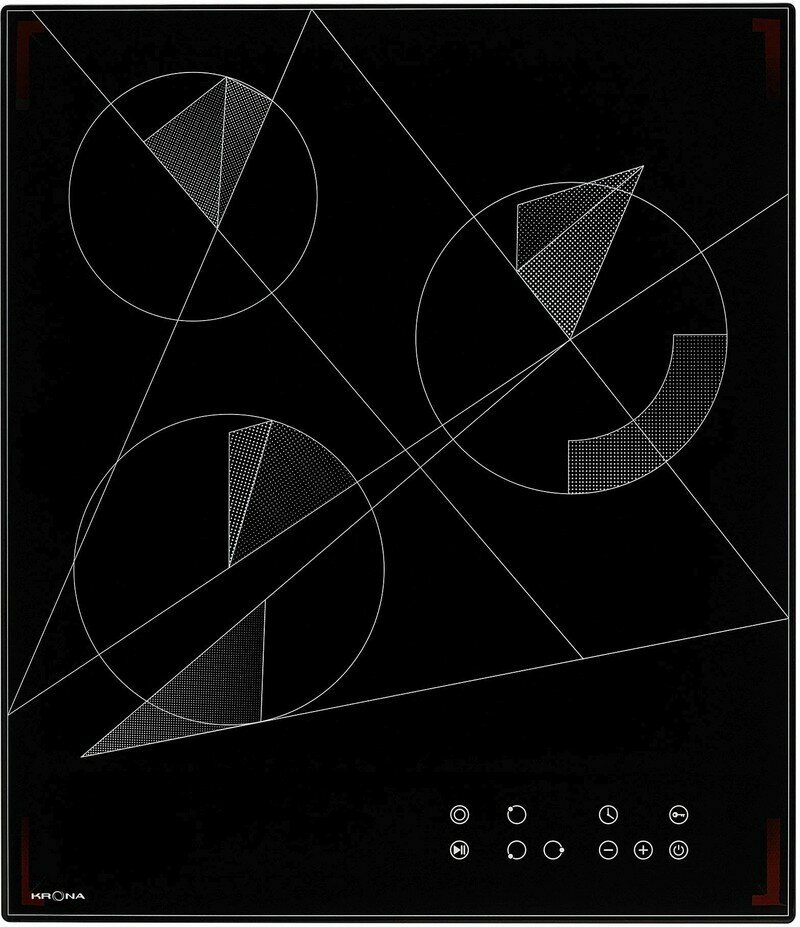 Электрическая варочная панель Krona Fidato 45, конфорок: 3 шт, стеклокерамика, независимая, черный