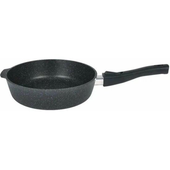 Сковорода глубокая Kukmara Granit (black) 220мм, с ручкой, АП линия (сггч220а)