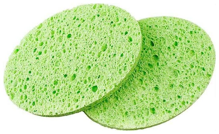 Dewal Beauty спонж для снятия макияжа 2 шт/уп, 75 x 105 х 10 мм, целлюлоза, цвет зеленый (CE-75105)