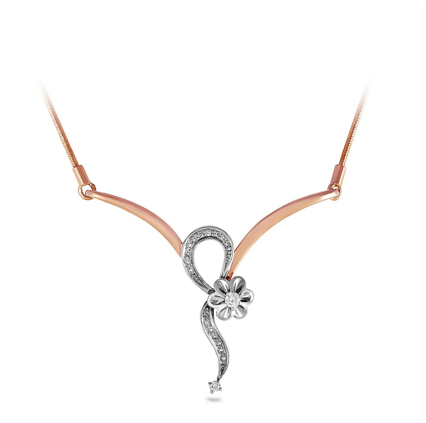 Колье, красное золото, 585 проба, бриллиант