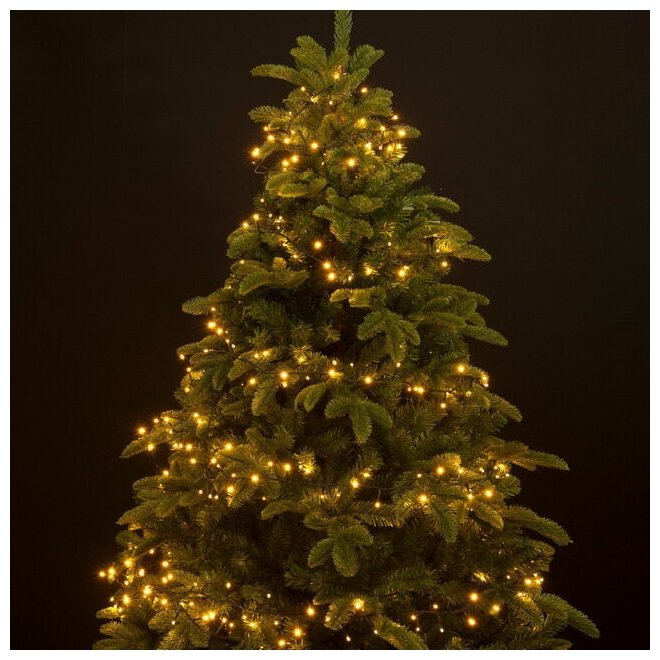 Ярусная гирлянда на елку 150 см Easy Light - Lumineo Snake, 400 экстра теплых белых LED, зеленый ПВХ, диммер, IP44, Kaemingk, 495405