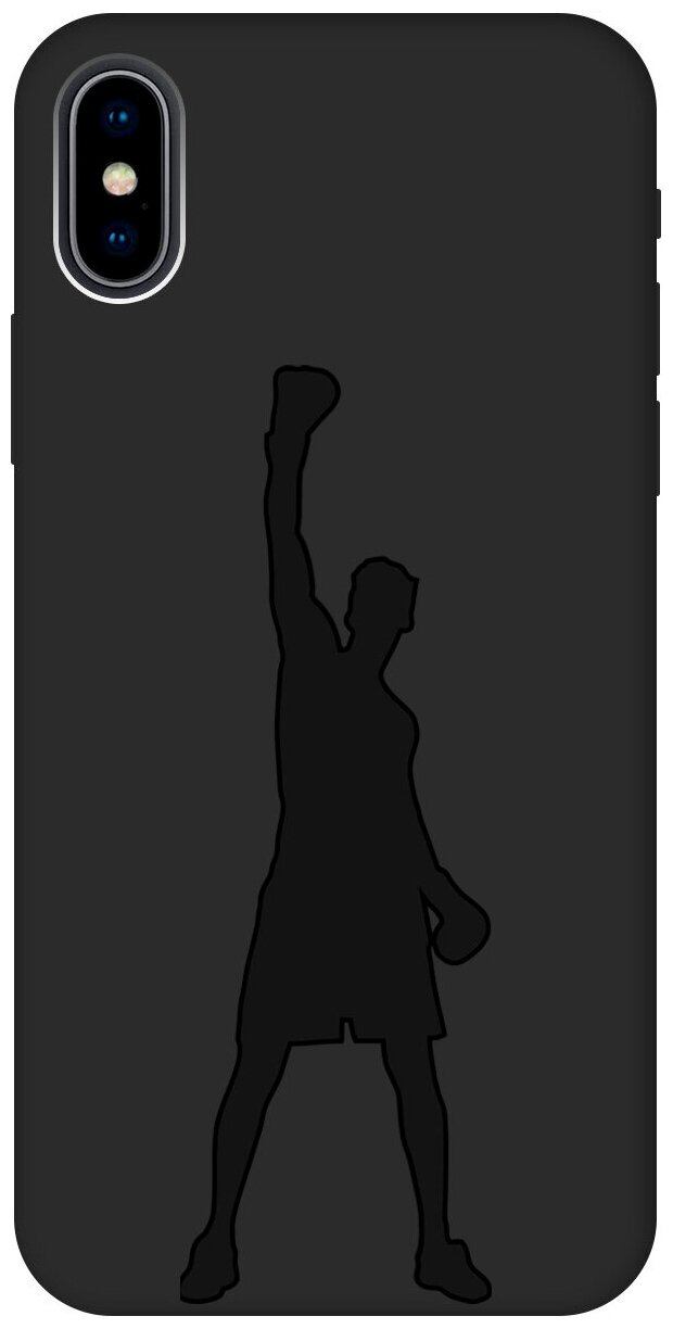 Силиконовый чехол на Apple iPhone Xs / X / Эпл Айфон Икс / Икс Эс с рисунком "Boxing" Soft Touch черный