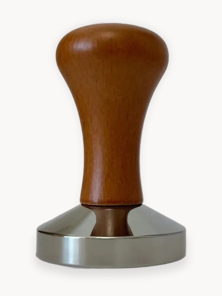 Темпер для кофе, 58мм, для рожковой кофеварки, деревянная ручка, металлическая основа