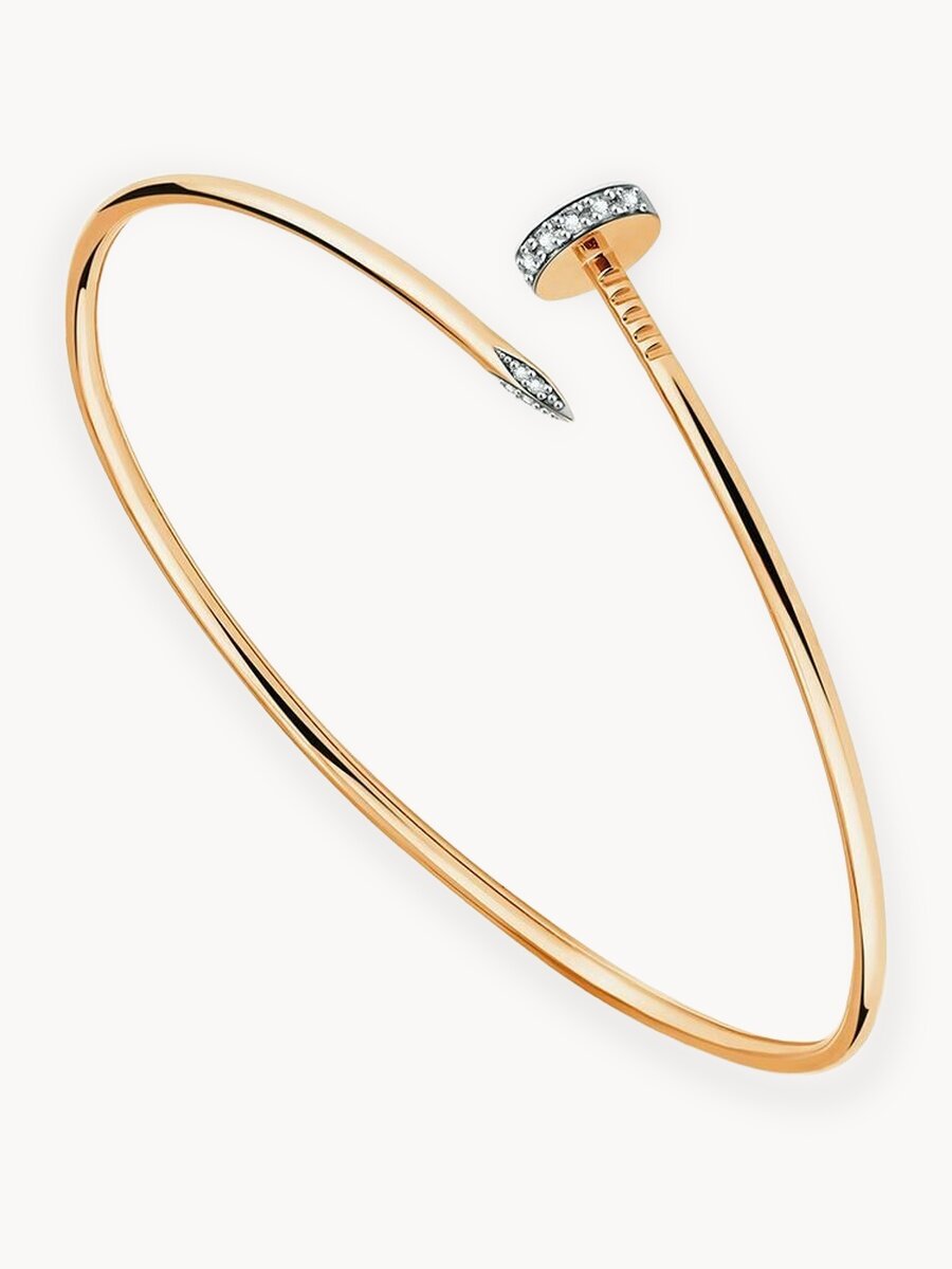 Браслет, красное золото, 585 проба, родирование, фианит