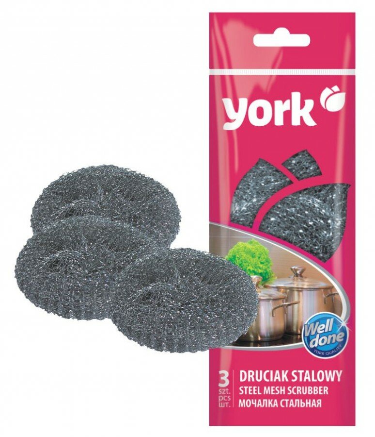 Губка для посуды металл (нерж сталь) (3шт/уп) цена за уп 0301 York