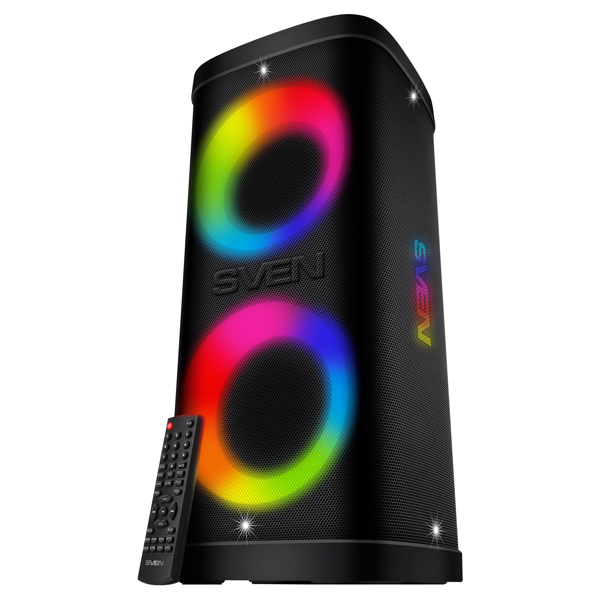 Патибокс SVEN PS-950, с подсветкой, Bluetooth, караоке и FM-радио