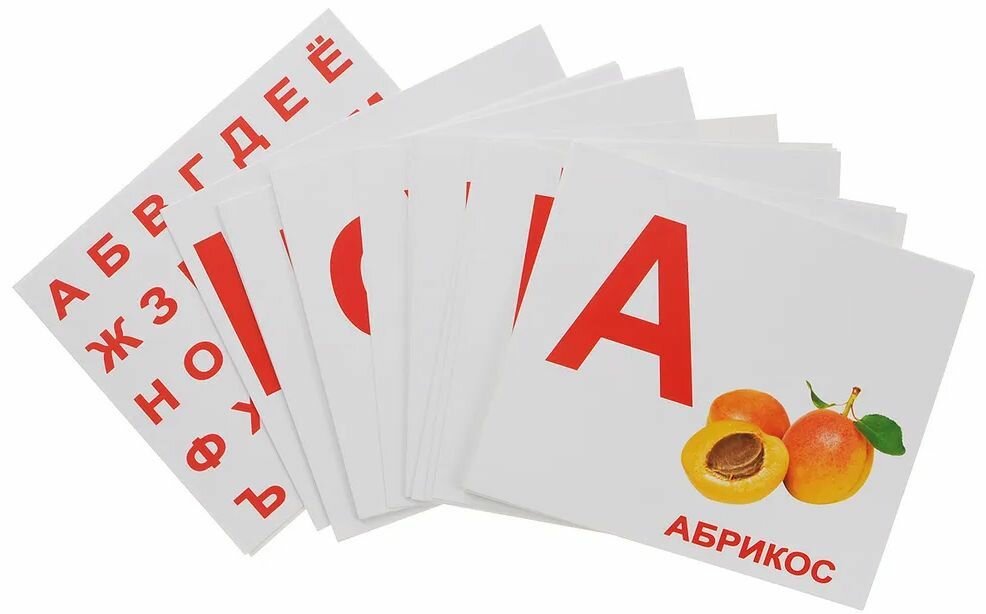 Обучающие карточки Вундеркинд с пеленок "Алфавит", 34 карточки Домана с буквами, фактами и заданиями, учим азбуку, 16,5х19,5 см