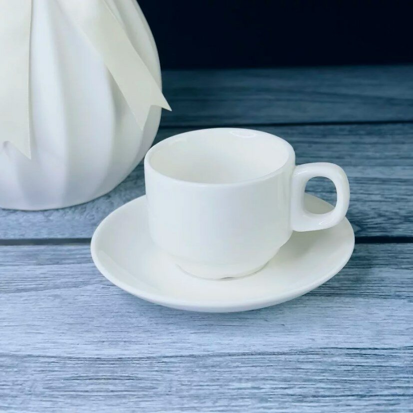 Чашка для кофе 120мл с блюдцем BIANCO Фарфор 118-073 118-118-073