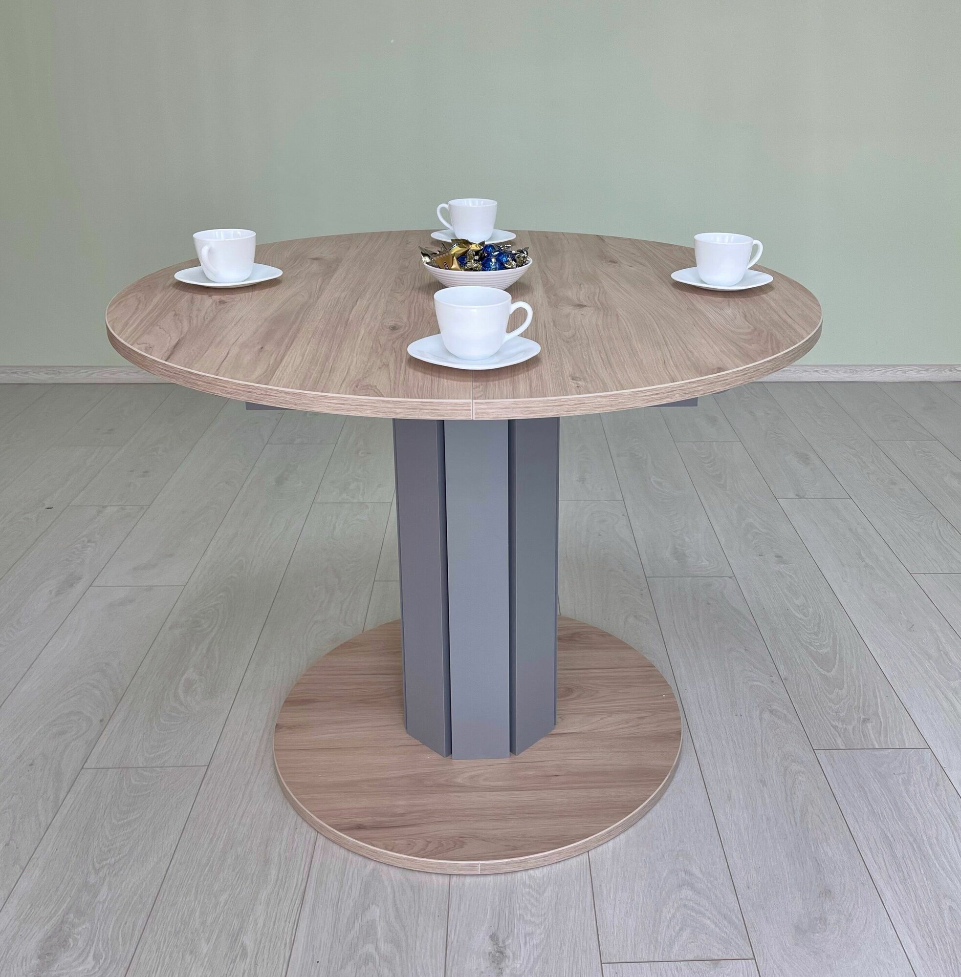 Стол обеденный "ONTARIO" раздвижной 1000-1300x1000x760 (гикори / дымчатый алмаз)