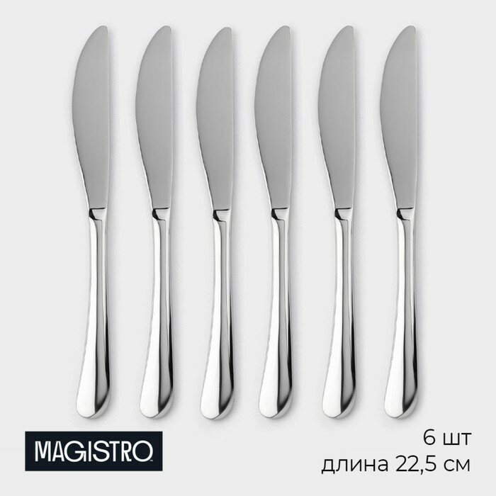 Набор ножей столовых из нержавеющей стали Magistro Джентри, длина 22.5 см, 6 шт, серебристый