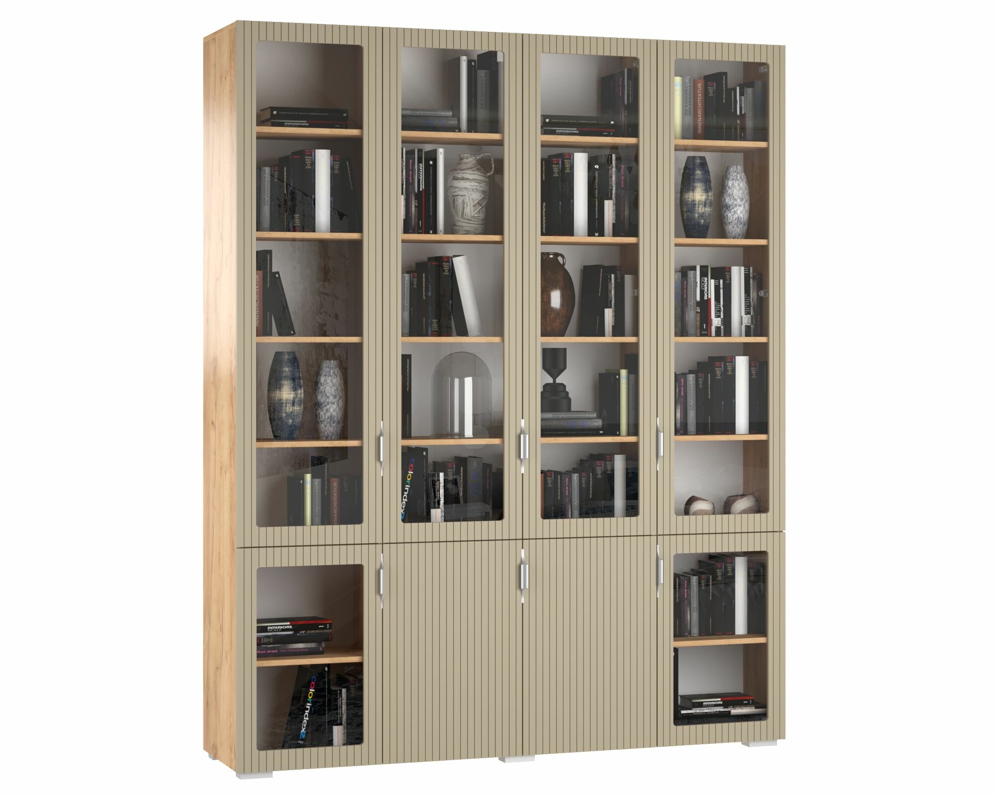 Книжный шкаф "Аметист 11" 160х200х40, дуб крафт золотой / мокко