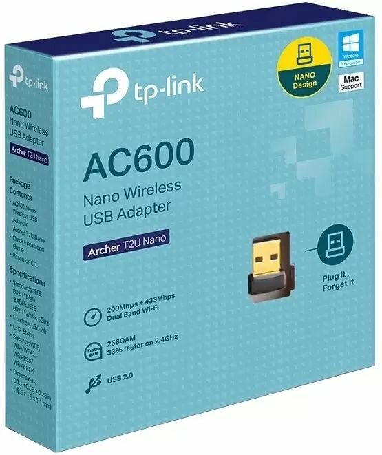 Сетевой адаптер Wi-Fi TP-LINK Archer T2U NANO AC600