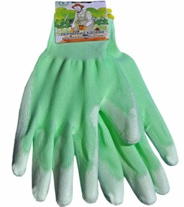 Перчатки садовые c нитриловым покрытием зеленые, размер L