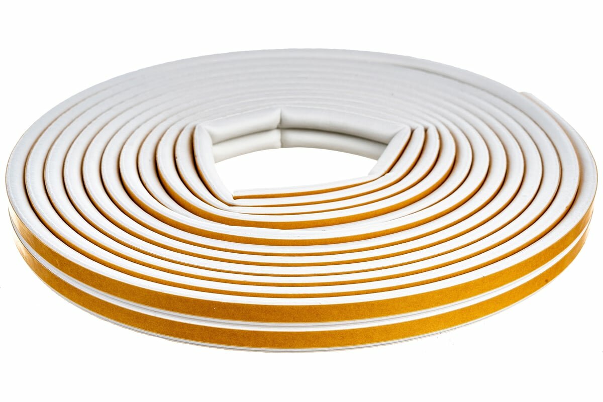 Sila D-профиль самоклеящийся уплотнитель 10 м белый W10 для окон и дверей SILADW10