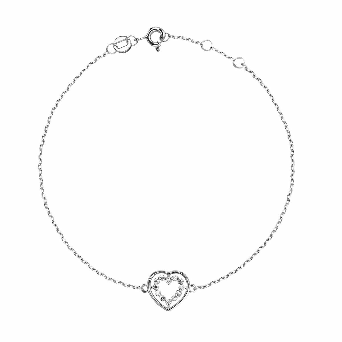 Браслет, белое золото, 585 проба, родирование, фианит