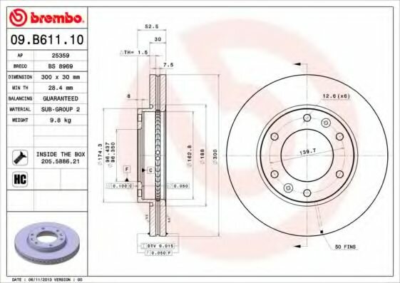 Диск тормозной Standard перед Brembo 09. B611.10
