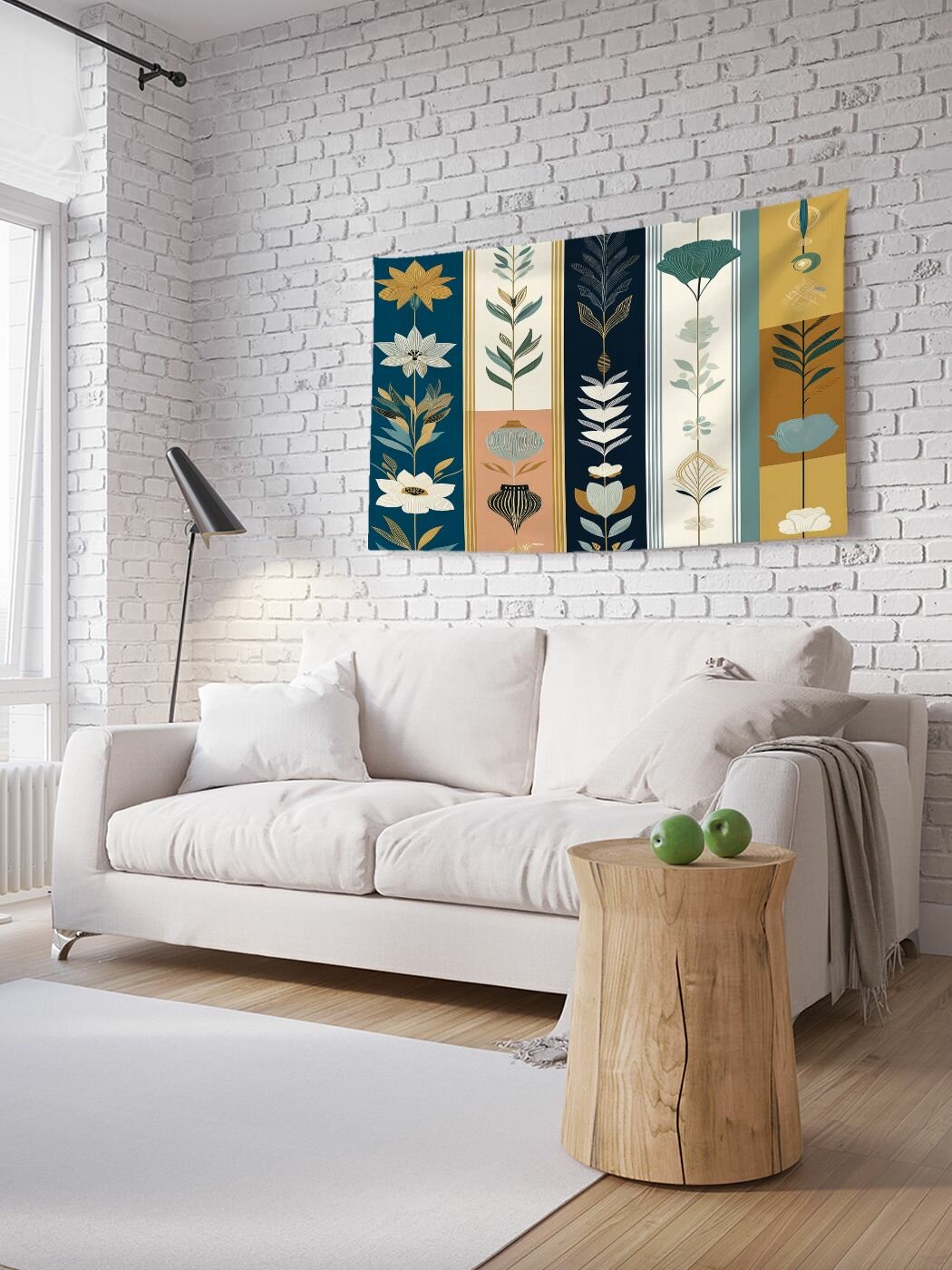 Постер на стену тканевый горизонтальный "Цветочные обои", 150х200 см, JoyArty