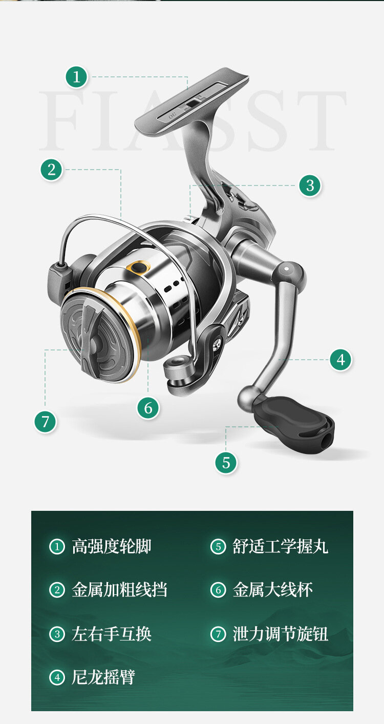 Рыболовная катушка, для мини-гольфа, цельнометаллическая, для дальнего заброса