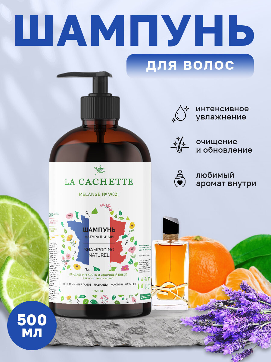 Шампунь для волос увлажняющий La Cachette W021 Libre Eau de Parfum Intense, 500 мл, с дозатором