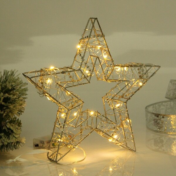 Сувенир с подсветкой Серпантин "Звездный день" 35х4х35 см, батарейки 2 AA, Белый, свечение-теплый белый