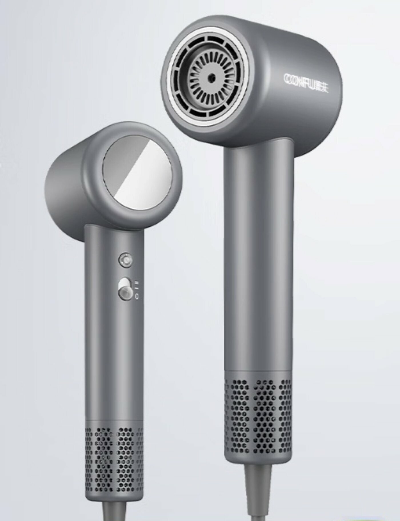 Компактный и портативный высокоскоростной фен CONFU (1500 Вт, 65 м/с, 110000 об/мин) с насадкой