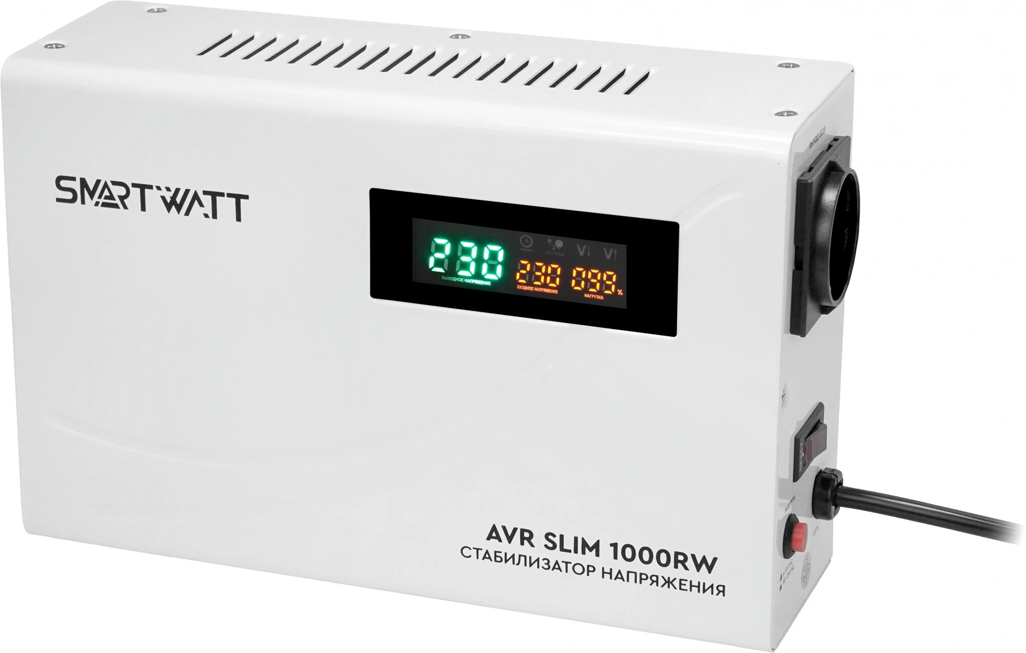 Стабилизатор напряжения Smartwatt AVR Slim 1000RW 1000ВА белый мощность 1000Вт