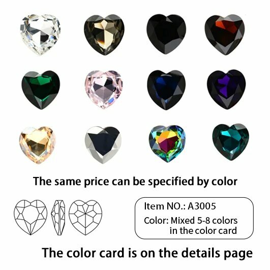 Хрустальные камни сердце 28 мм Mixed color