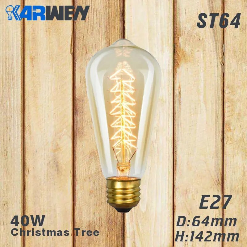 Лампа Эдисона KARWEN ST64, 40 Вт, Christmas Tree