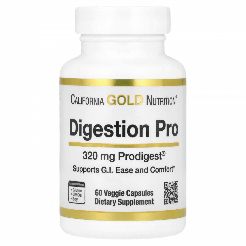 California Gold Nutrition, Digestion Pro с ProDigest®, растительная смесь экстрактов артишока и имбиря для поддержки пищеварения, 320 мг, 60 растительных капсул