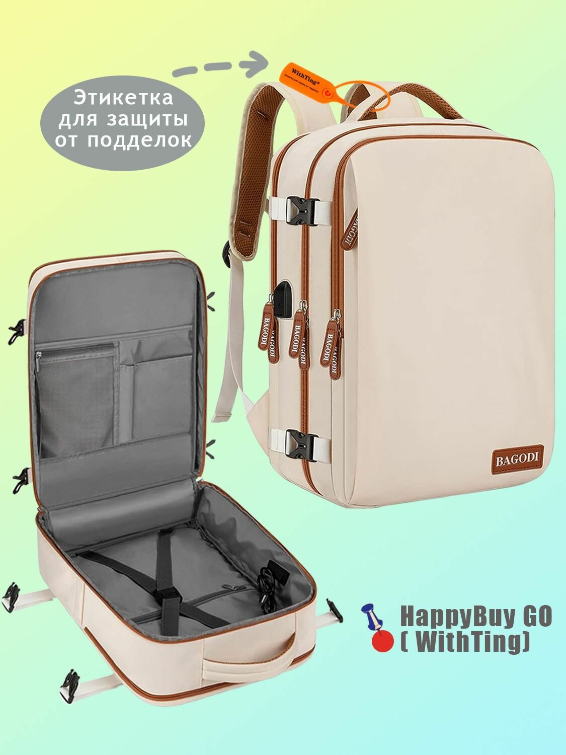 Чемодан, 15,6-дюймовый рюкзак для ручной клади, одобренный для полетов, Водонепроницаемый большой походный рюкзак объемом 40 литров