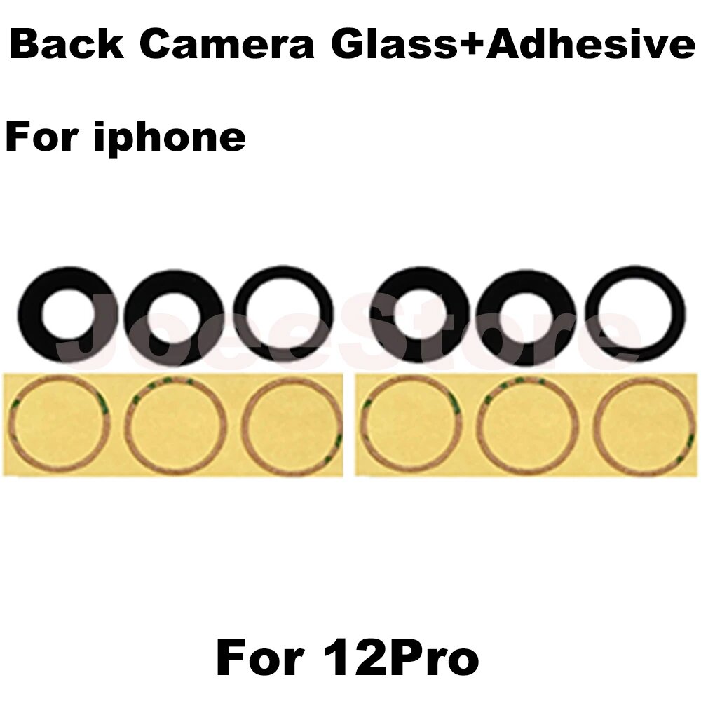 Стеклянный объектив задней камеры 2 комплекта для iPhone 14 13 12 11 Pro Max X XS XR 6 6S 7 8 Plus Big Camera Glass с клеем для наклеек 3M 2x For 12Pro