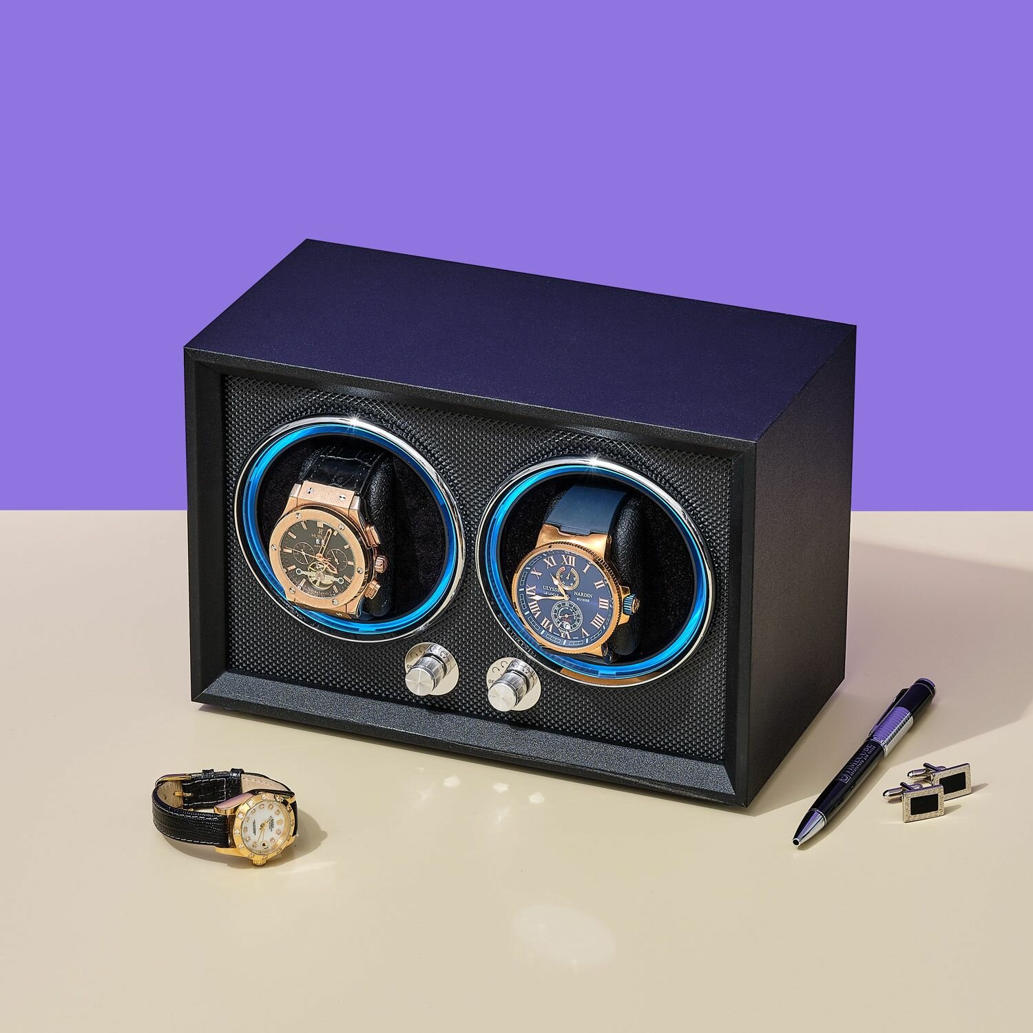 Шкатулка для часов с автоподзаводом / Коробка для подзавода наручных механических часов JEAN-22-BL