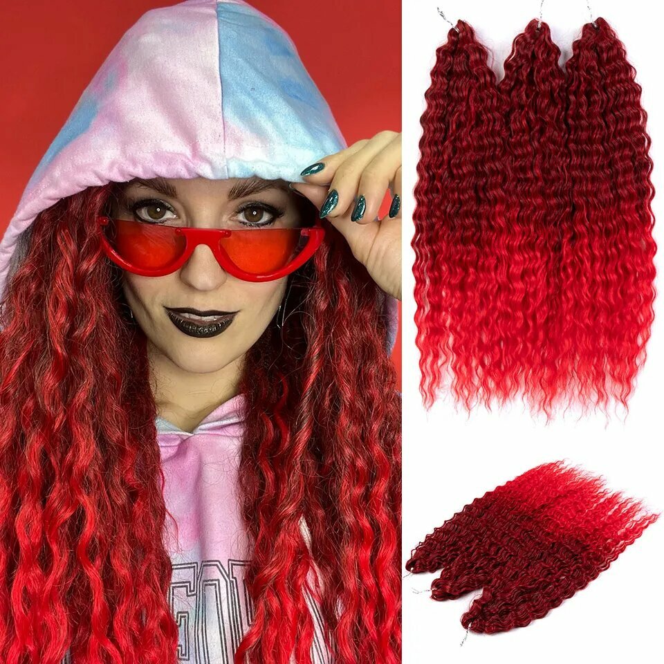 Синтетические косы FASHION IDOL Ariel Curl 22 дюйма радуга T8-RED