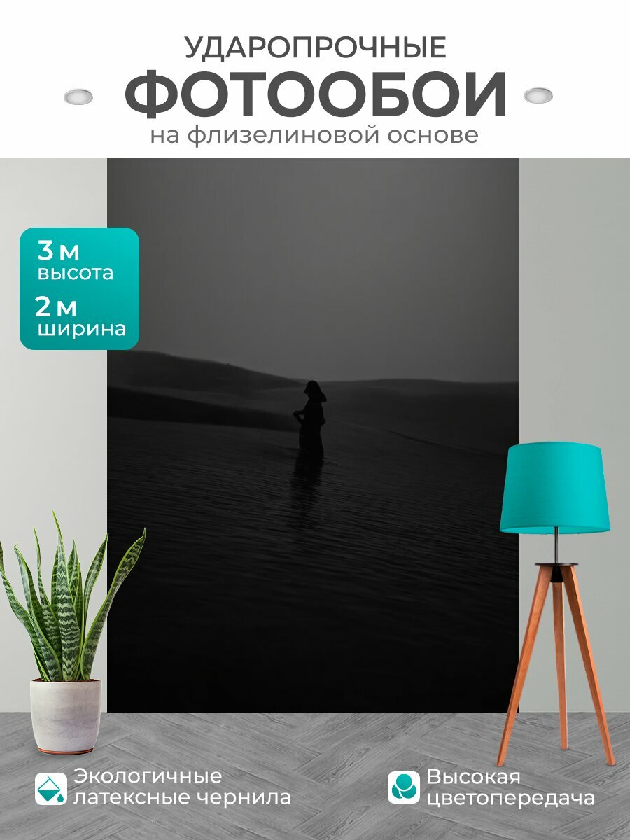 Фотообои моющиеся ударопрочные "5. черный" 200x300 см. флизелиновые на стену