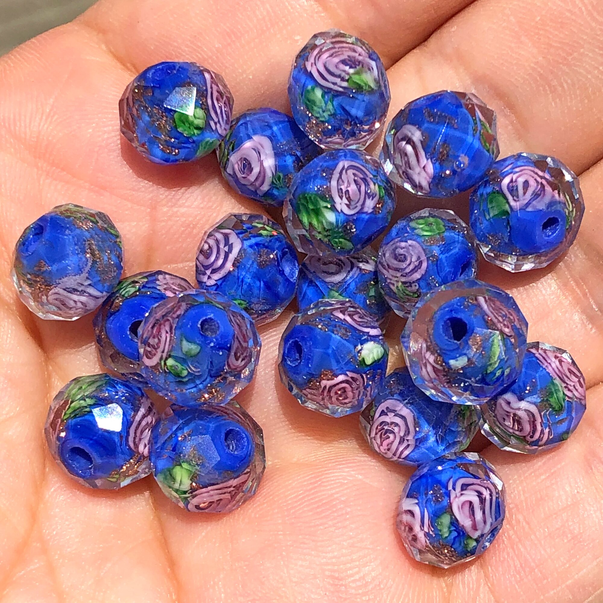 Annebeads Муранские стеклянные бусины 10мм фиолетовые белые Синий, 12mm 10pcs, Style14