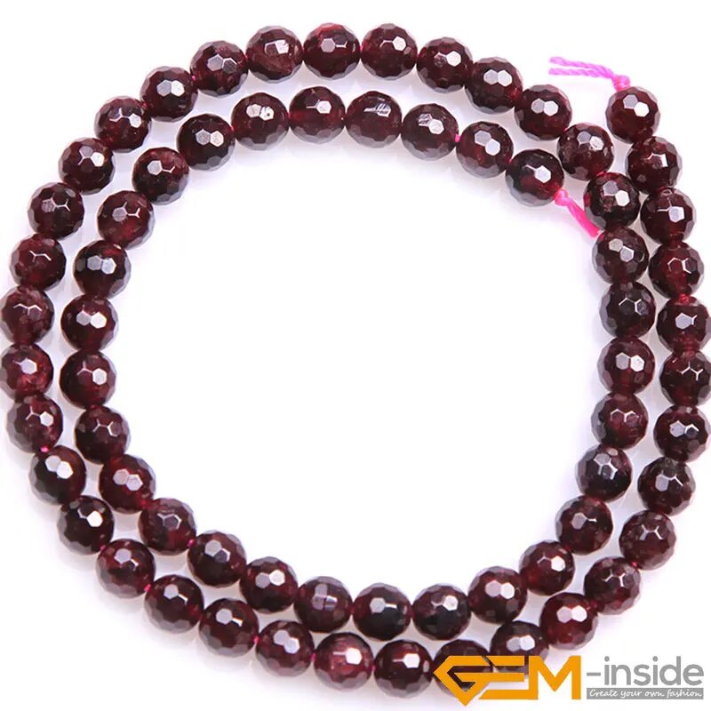Круглые граненые бусины из граната GEM-inside 15 дюймов 6mm