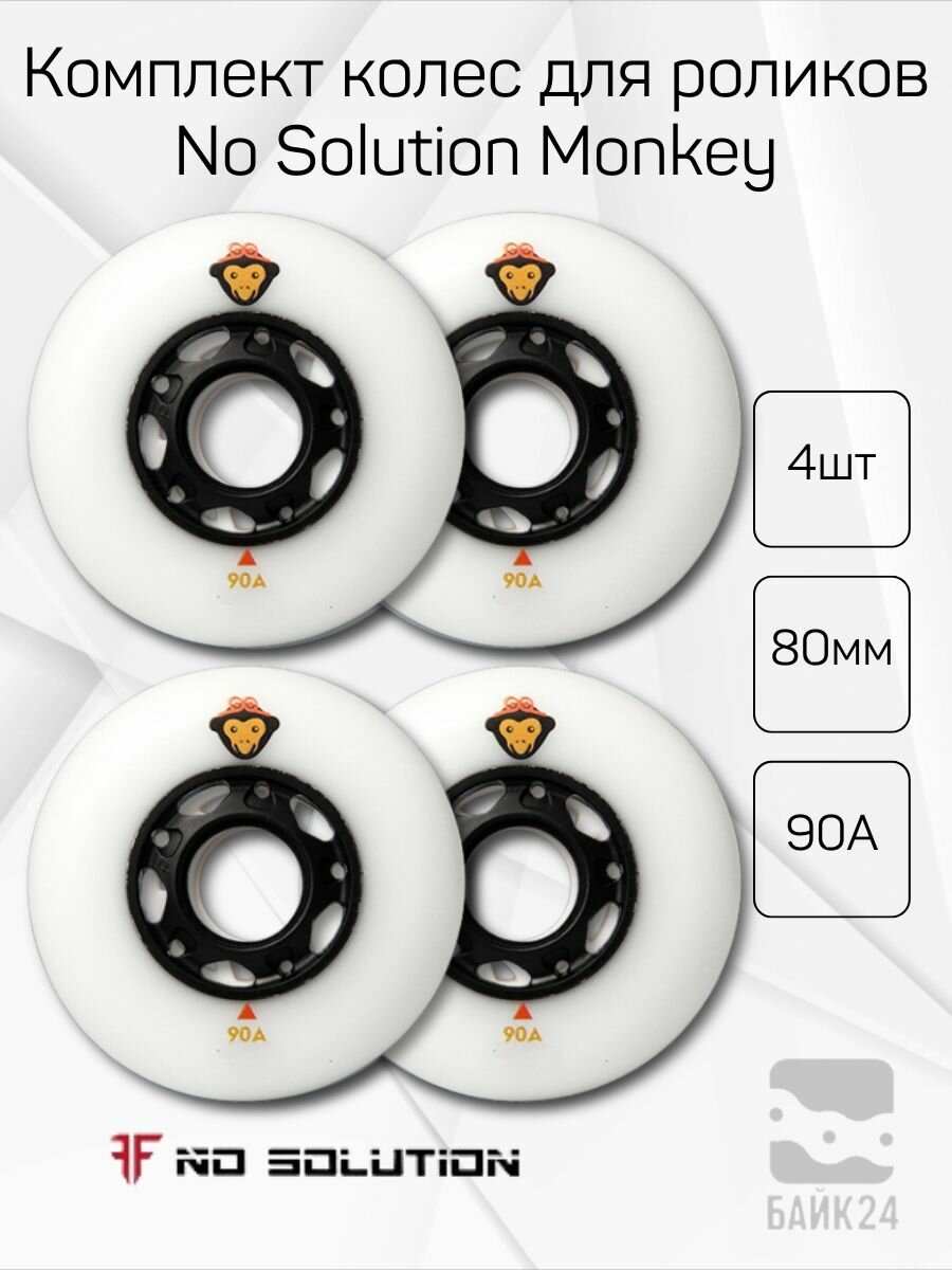 Комплект колес для роликов No Solution Monkey 80mm/90A белое, 4 шт.