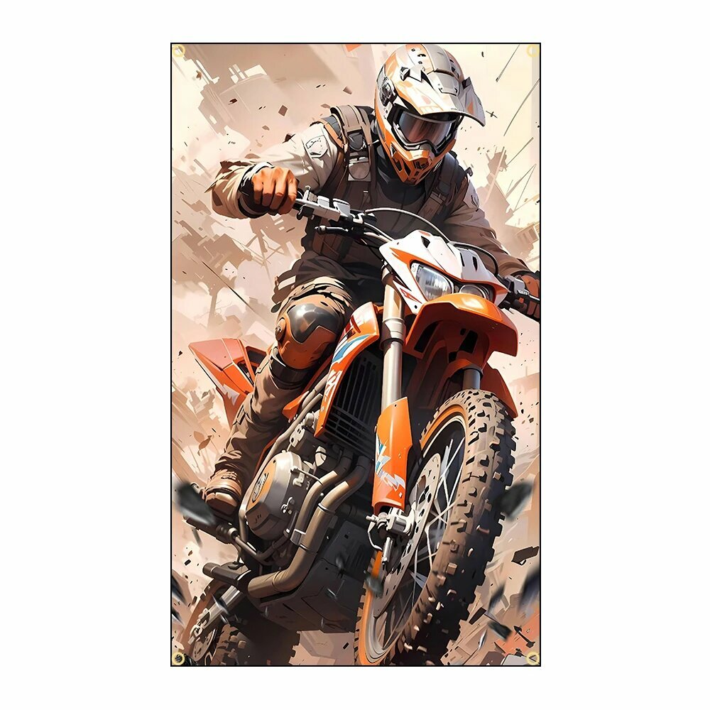 Флаг для гоночных мотоциклов, полиэстер, 90x150 см 120x180cm, Синий