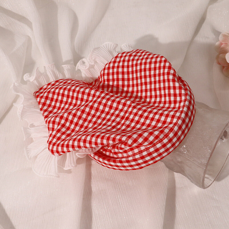 Платок Baotou, летний, треугольный, красный, в клетку