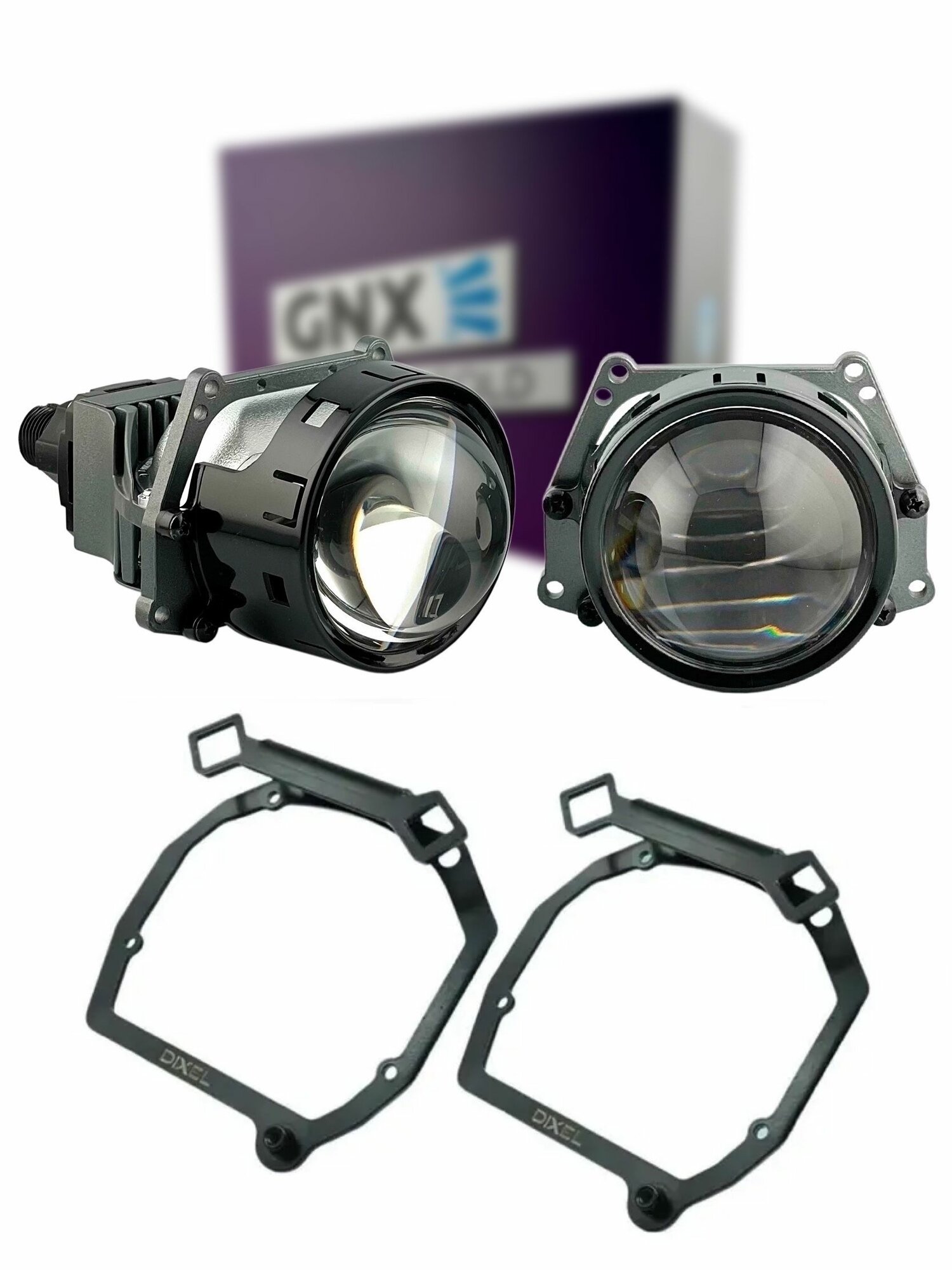 Bi Led линзы 6000k для Kia Ceed 3 2018-2021 / Билед на Киа Сид 3 / светодиодные 2 чипа, 3 дюйма / комплект с переходными рамками