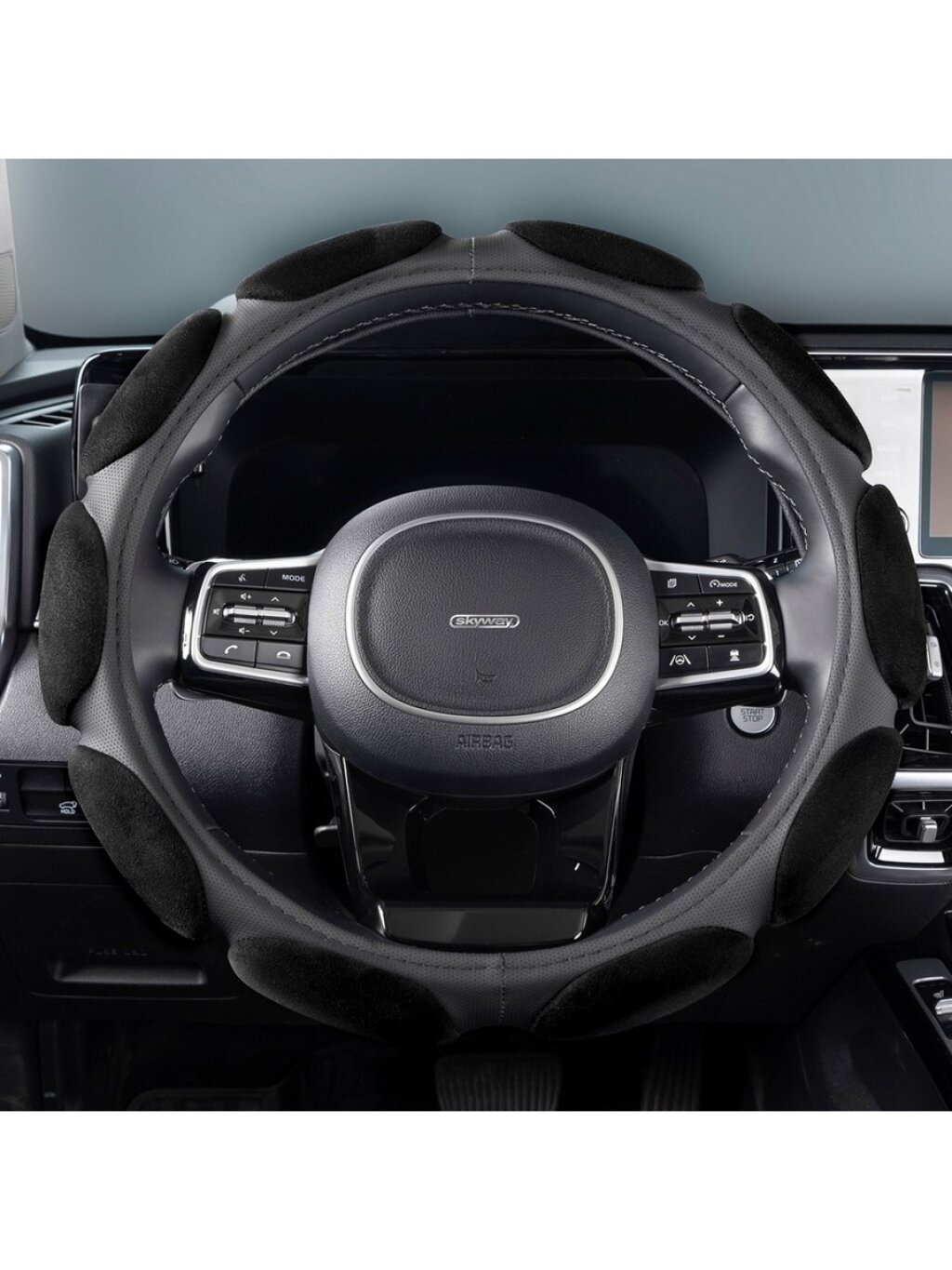Оплётка руля Skyway Sponge classic 10 искуственная замша/кожа черный M