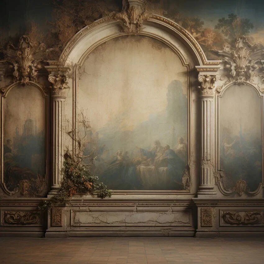 Фотофон 300x300см, старинная стена, цвет 1