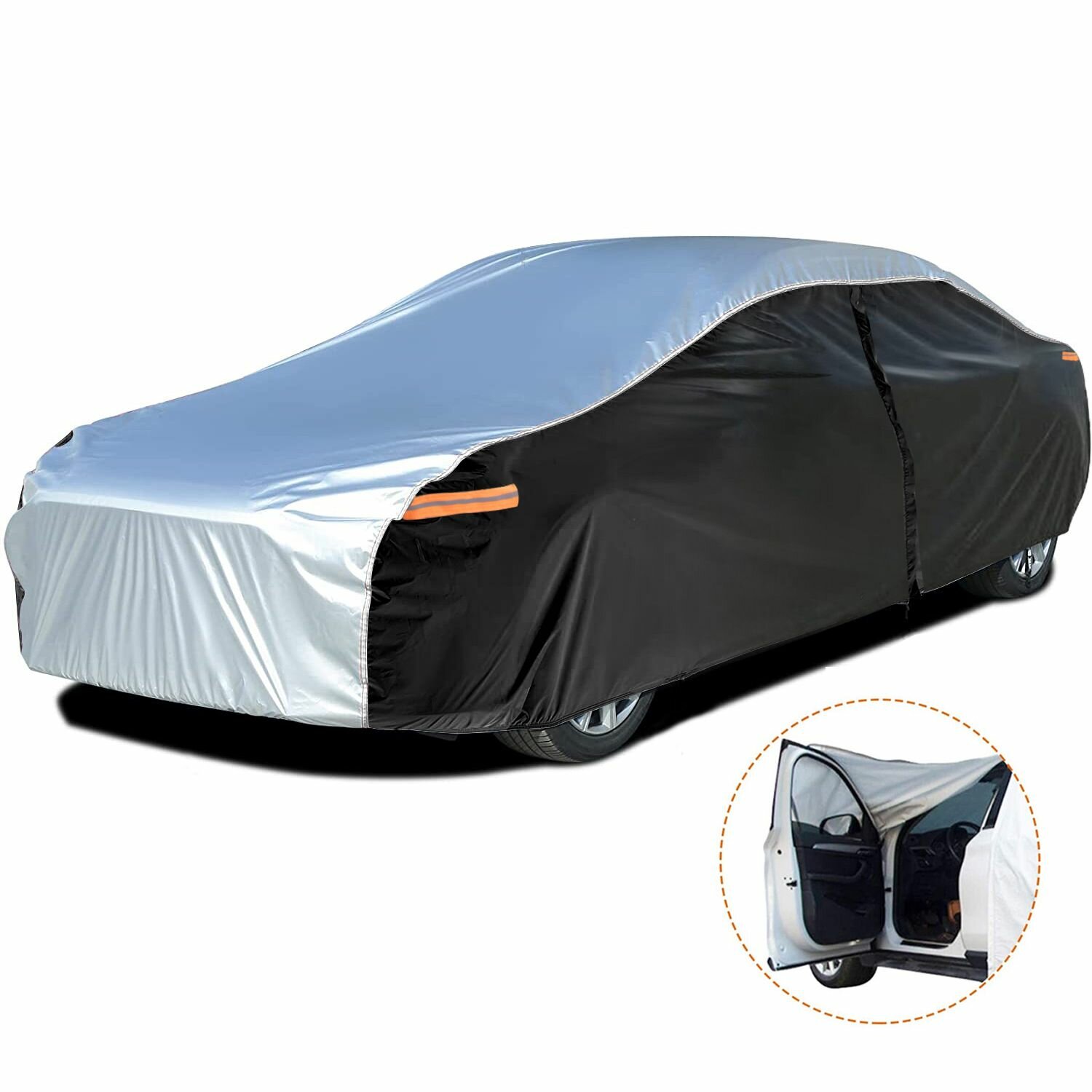 Чехол для авто. Тент для автомобиля от солнца, снега, дождя, чехол для защиты машины универсальный размер "XL" 490х185х150см, С молнией